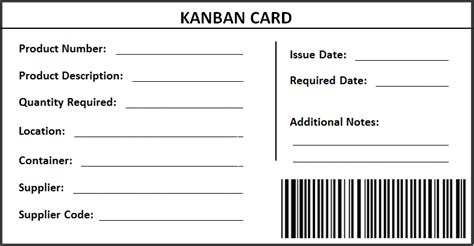 Kanban Lean Toolsetlean Toolset For Kanban Card Template Various