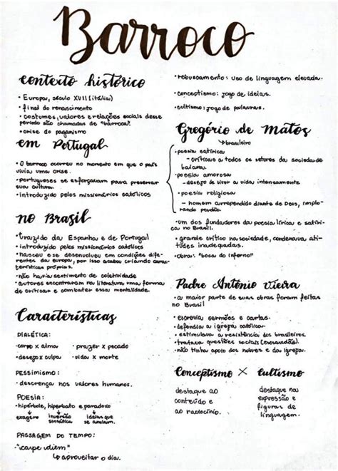 Mapa Mental Barroco Brasil E Portugal