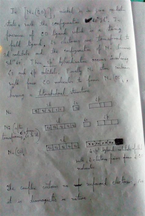 Write The Hybridization And Magnetic Behaviour Of The Complex Ni CO 4