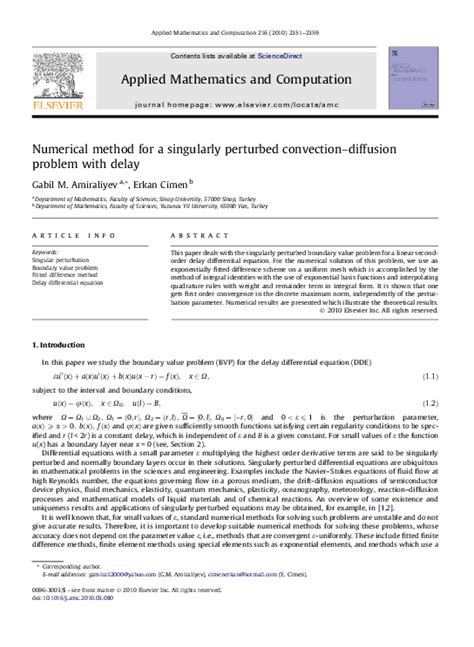 pdf numerical method for a singularly perturbed convection diffusion problem with delay