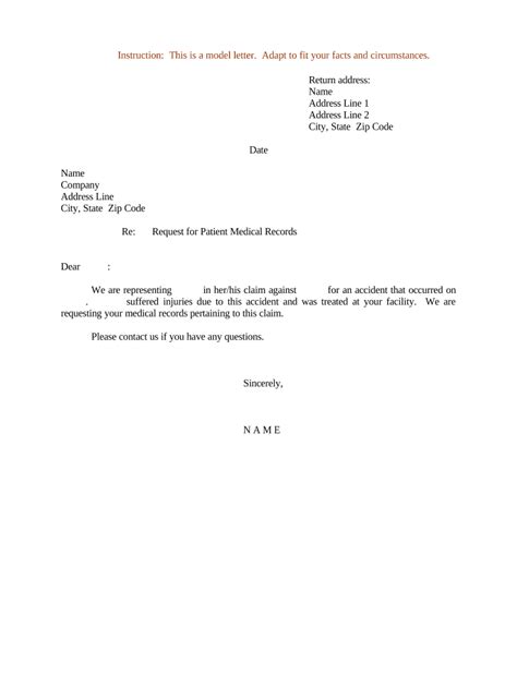 Medical Records Request Letter Template