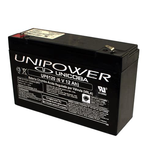 Bateria Chumbo Ácida 6V 12A UP 6120 Eletropeças