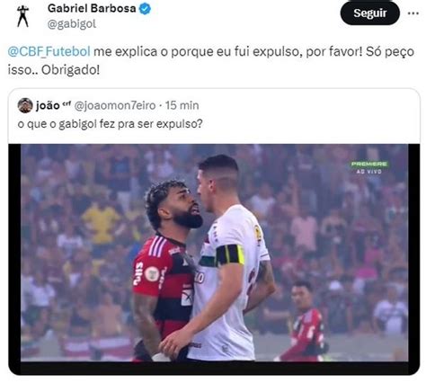 Gabigol do Flamengo reclama de expulsão nas redes sociais e cobra