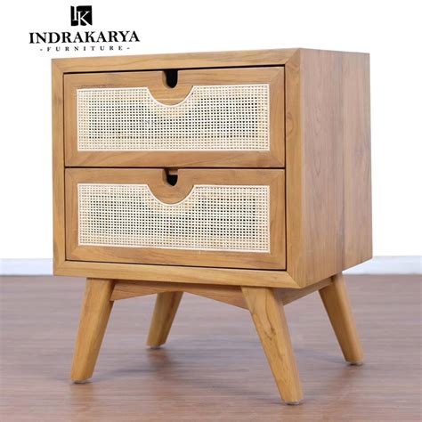 Jual Meja Nakas Rotan Laci 2 Meja Nakas Minimalis Bedside Table Side
