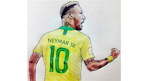 How To Draw Neymar Jr Back Side With Brasil Jersey How To Draw
