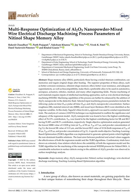 pdf multi response optimization of al2o3 nanopowder mixed wire electrical discharge machining