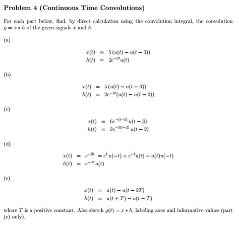 solved problem 4 continuous time convolutions for each