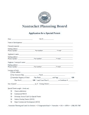 Fillable Online Application To The Planning Board For A Special Permit