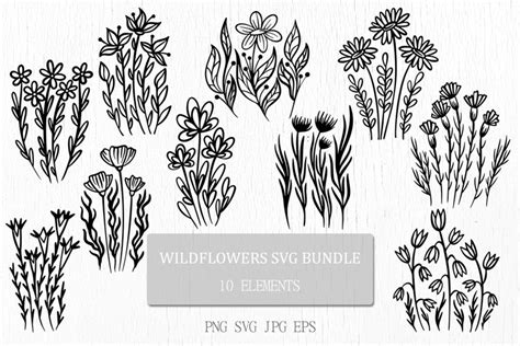 Wildflowers SVG Bundle Summer Clipart Floral Elements