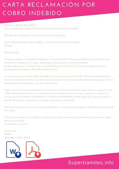 Carta de Reclamación por Cobro Indebido Guía y Modelo Gratis