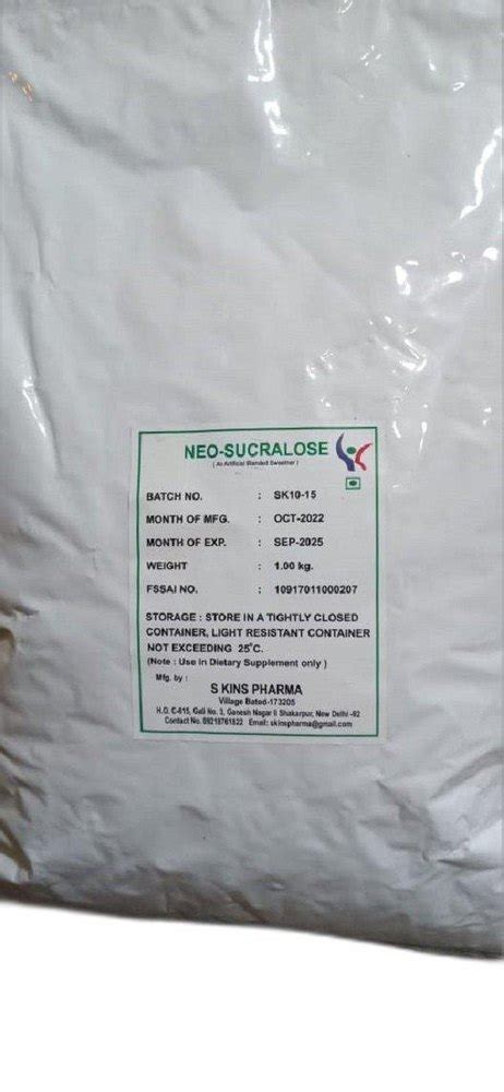 Neo Sucralose Sweetener Packaging Type Box Packaging Size 25x1 KG