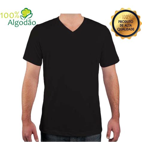Camiseta Gola V Masculina Básica Lisa Camisa 100 algodão premium 30 1