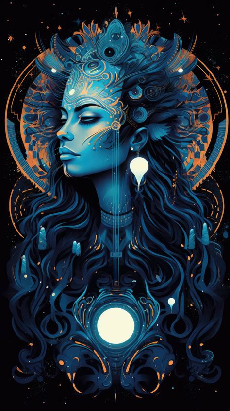 Ix Chel Mayan Jaguar Goddess Gazes Serenely Moon And Ocean Behind