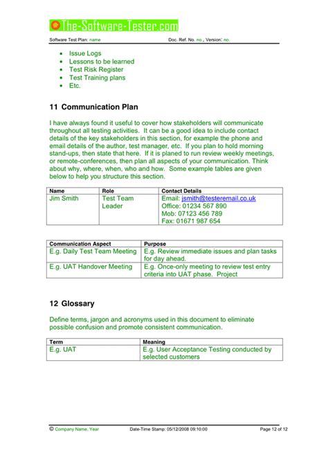 Software Test Plan Template Word Cardtemplate My Id