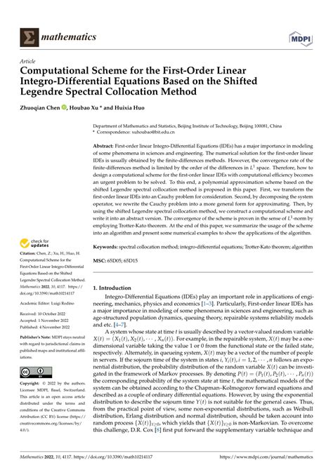 pdf computational scheme for the first order linear integro differential equations based on