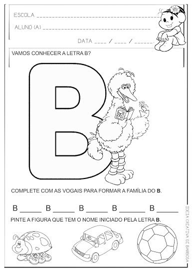 Atividade Educação Infantil Letra B