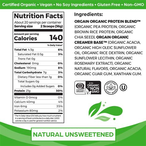 Buy Orgain Organic Unflavored Vegan Protein Powder Natural Unsweetened