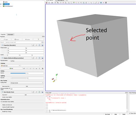 getting coordinates of selected point in python paraview support paraview