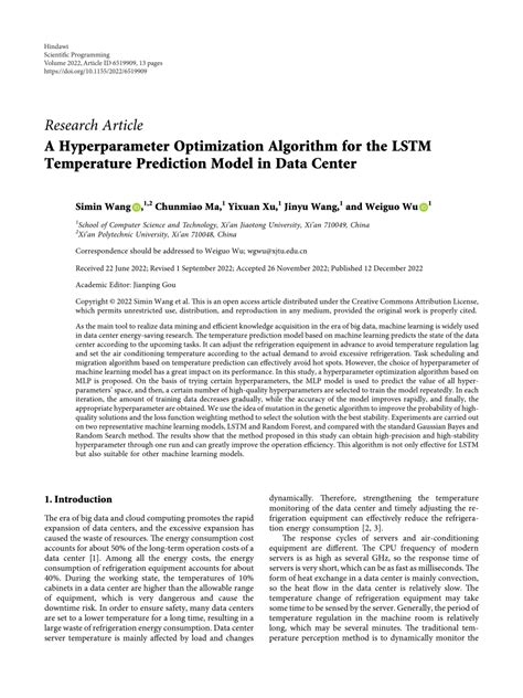 pdf a hyperparameter optimization algorithm for the lstm temperature prediction model in data