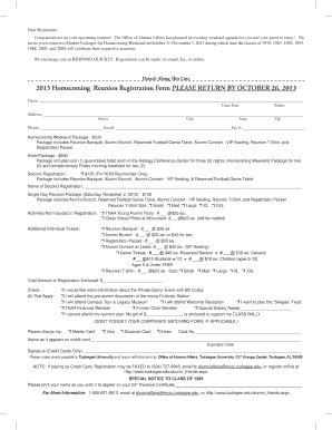 Fillable Online Tuskegee Reunion Registration Form Tuskegee