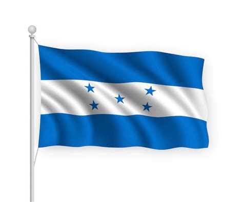Ondeando La Bandera De Honduras En El Asta De La Bandera Aislado En