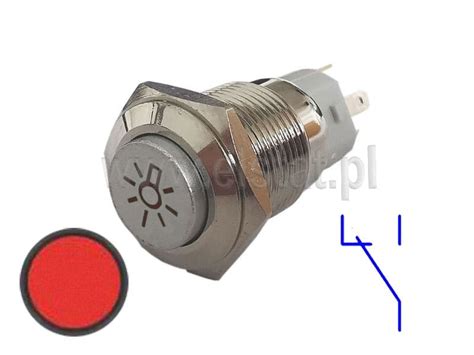 Przycisk Wandaloodporny Chwilowy Czerwone Pod Wietlenie Led V A