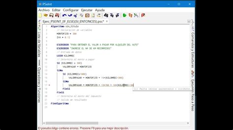 EJERCICIO CON SI ENTONCES EN PSEINT YouTube