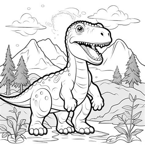 Aventura minimalista de dinosaurios página de libro para colorear con
