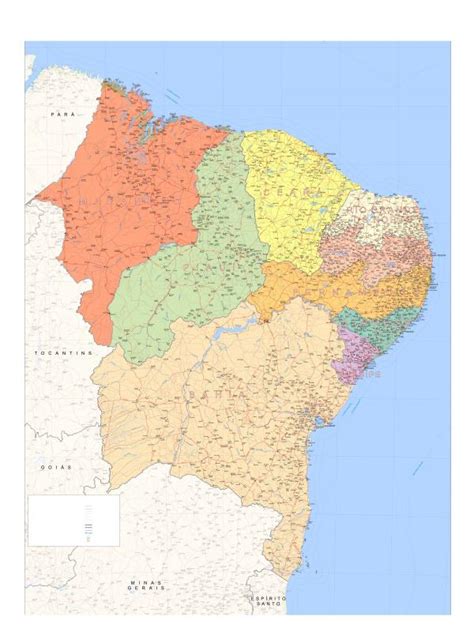 Mapa Político Rodoviário Região Nordeste 90 cm comprimento x 120 cm