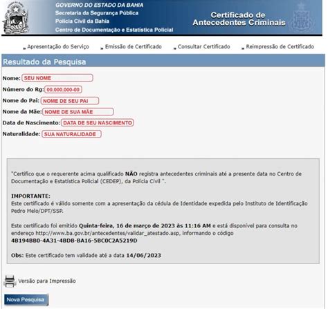 Como Emitir Antecedentes Criminais Ba SAC DIGITAL BAHIA