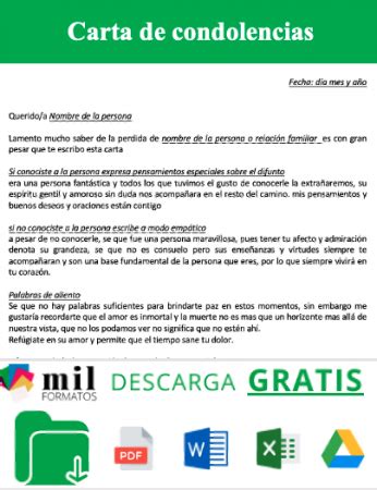 Carta De Condolencias Ejemplos Y Formatos Word PDF