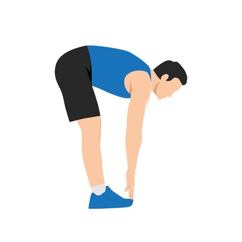 Man Doing Hamstring Hinge Stretch Exercise Flat Vector Illustration
