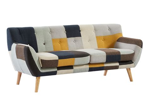 Canapé 3 places en tissu patchwork style scandinave SERTI II