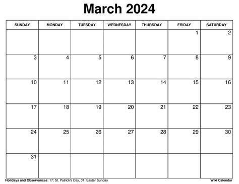 March Calendar Printable Free Online Template Blake Springer