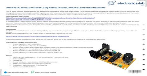 brushed dc motor controller using rotary encoder arduino [pdf document]