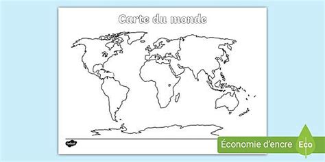 Fiche d activités Carte du monde à compléter Twinkl