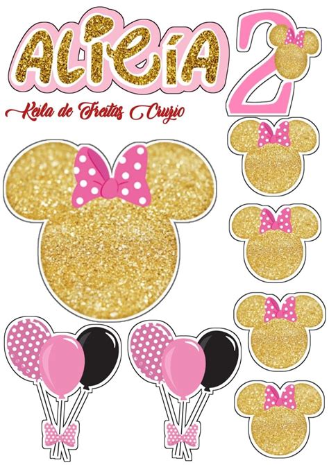 Topper Minnie Bolo Da Minie Rosa Bolo Minie Rosa Minie Rosa