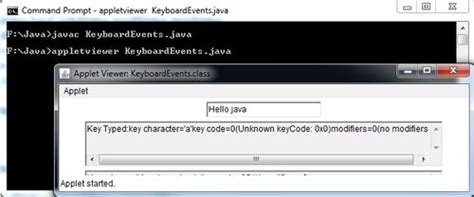 keyboard events in java example computer notes