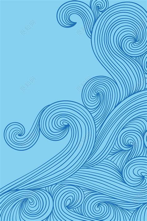 矢量蓝色波浪海浪底纹曲线波纹背景免费下载 觅知网