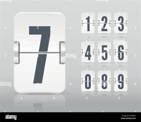 Vector White Flip Scoreboard Template With Numbers And Reflections For
