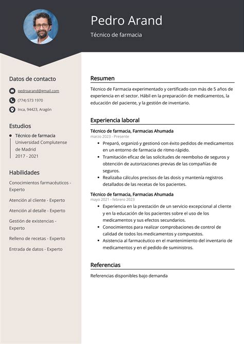 Ejemplo De Curr Culum De T Cnico De Farmacia Gu A Gratuita