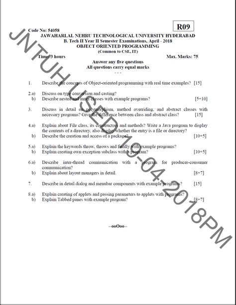 jntuh b tech object oriented programming april 2018 question paper university question papers