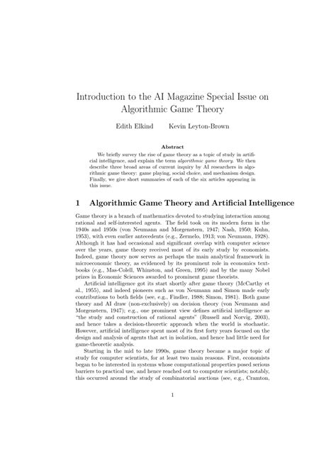 pdf special issue introduction algorithmic game theory