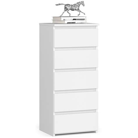 Commode AKORD CL5 Blanche 40 cm 5 tiroirs façade Blanche 40x35x92 cm