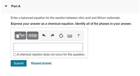 Solved Enter A Balanced Equation For The Reaction Between Chegg
