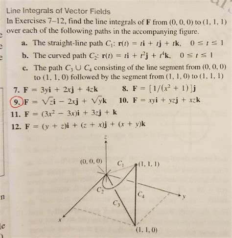 solved line integrals of vector fields in exercises 7 12