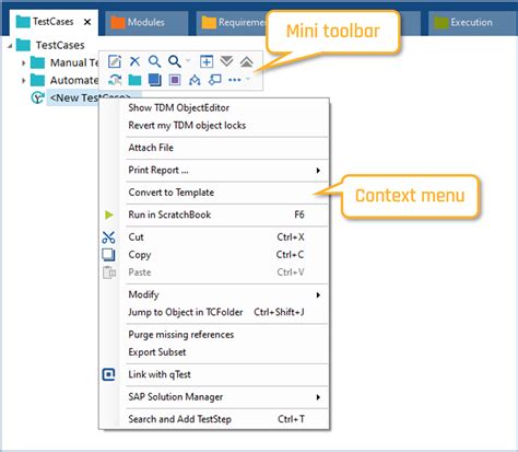 context menus