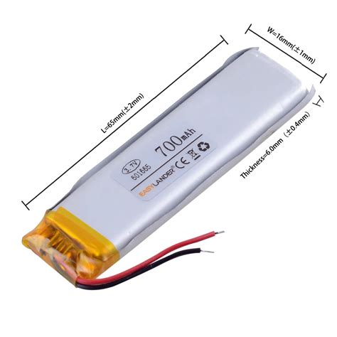601665 3 7V 700mAh Lithium Polymer LiPo Rechargeable Battery 601565