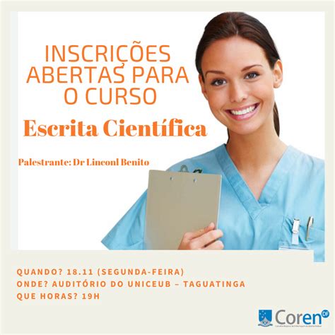 Inscrições abertas para curso de Escrita Científica Coren DF