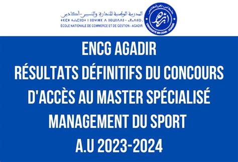 Résultats définitifs du concours d accès au Master Management du Sport
